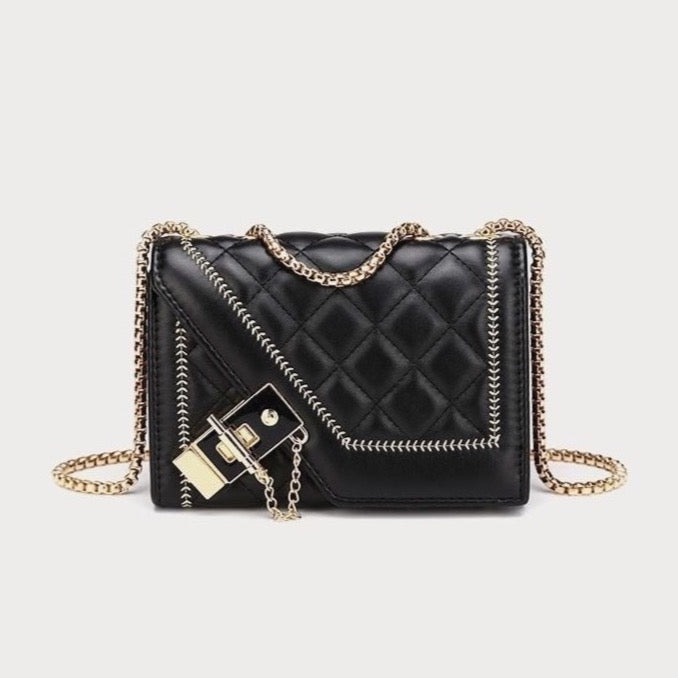 Aemma Lock & Quilted Faux Leather Mini Flap Bag - 2 Colors