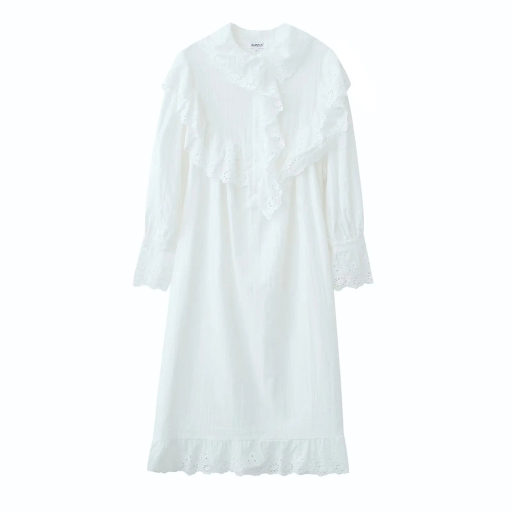 Geraldine Cotton Frill Lace Dress