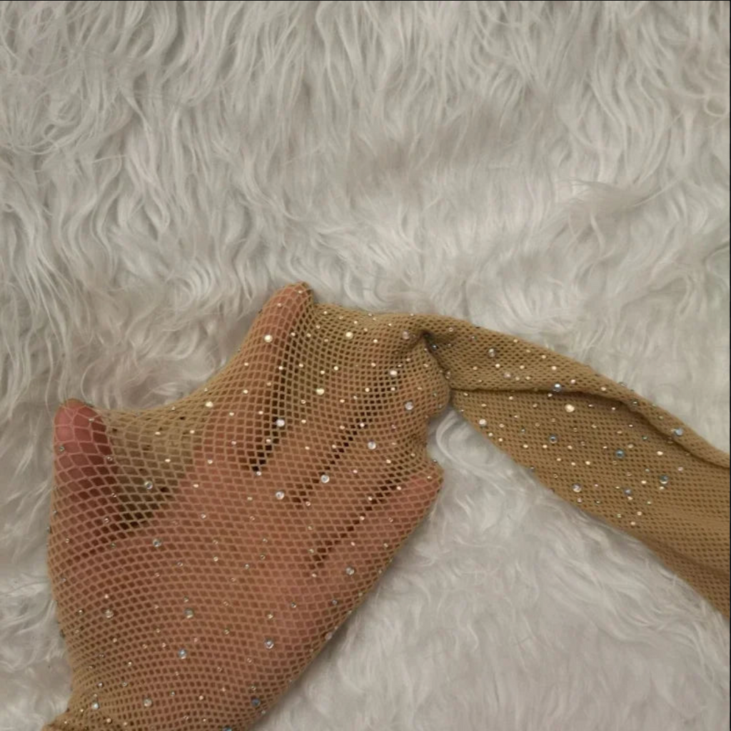 Rhinestone Sequin Fishnet Mesh Pantyhose Stockings